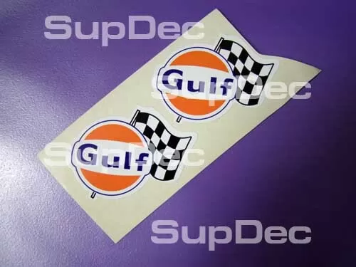 Paire d'autocollants Gulf Racing avec drapeau